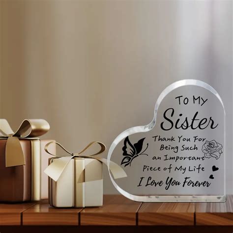 לוח לב אקרילי לאחות עם אמרה סנטימנטלית מתנה לחג לכל אחות Temu