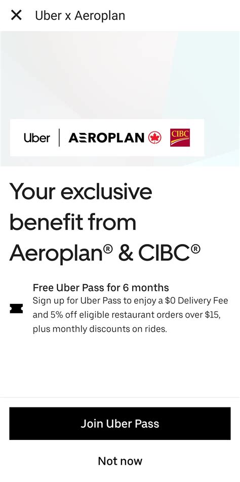 Uber Eats Free 6 Months Uber Pass With Any Aeroplan Visa Ymmv