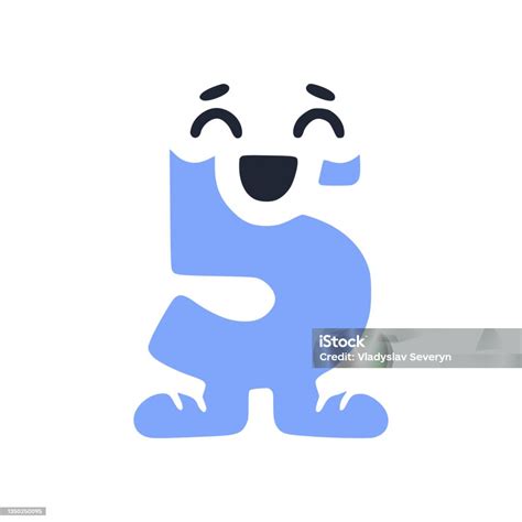 흰색 배경에 고립 된 운동화의 숫자 5 재미있는 캐릭터 5에 대한 스톡 벡터 아트 및 기타 이미지 5 개념 괴짜 Istock