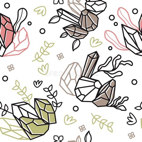 Handdrawn Aesthetic Gemstone Pattern Seamless Stock Vector