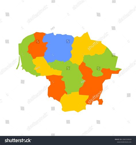 Lithuania Political Map Administrative Divisions Counties Stock Vector