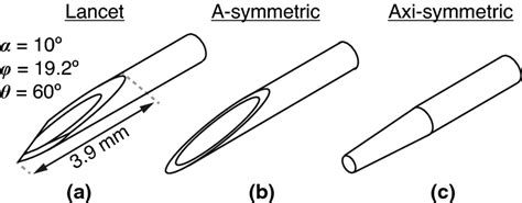 Different Bevel Geometries Included In This Study A Lancet With