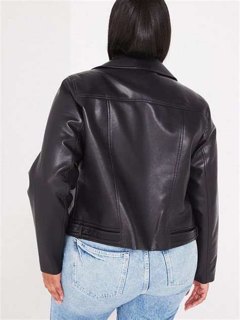 Vero Moda Curve Short Faux Leather Jacket Black Very