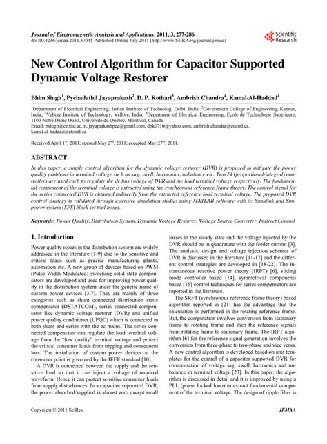 pdf new control algorithm for capacitor supported dynamic voltage