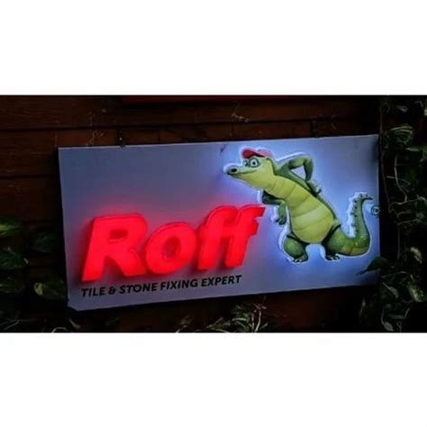 White 3d Rectangle Led Acrylic Sign Board For Advertisement 4 X 3