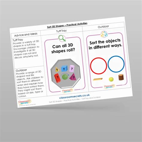 sort 3d shapes practical activities resource classroom secrets