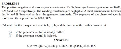 solved problem 6the positive negative and zero sequence