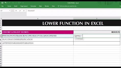 Microsoft Excel Lower Function Free Youtube