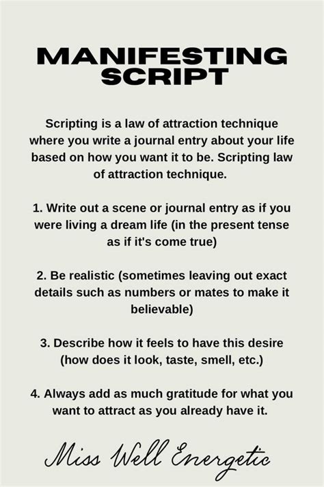Manifesting Script Manifestation Journal Energy Healing Spirituality Positive Affirmations