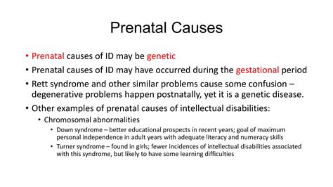 Causes Of Intellectual Disability Chpt 2 Pptx