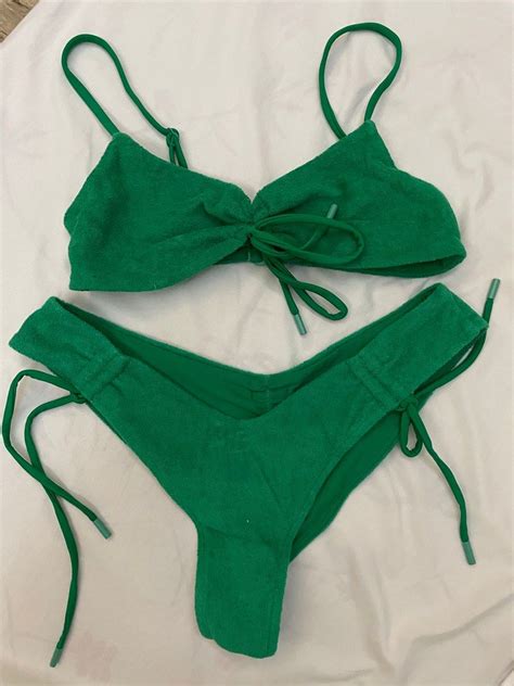 Blackbough Swim Sophia Bikini Set Green Terry Womens Fashion