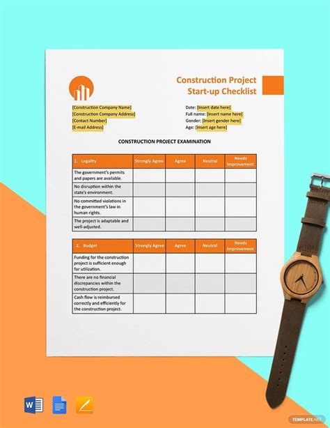 Free Construction Project Startup Checklist Template Download In Word Google Docs Apple