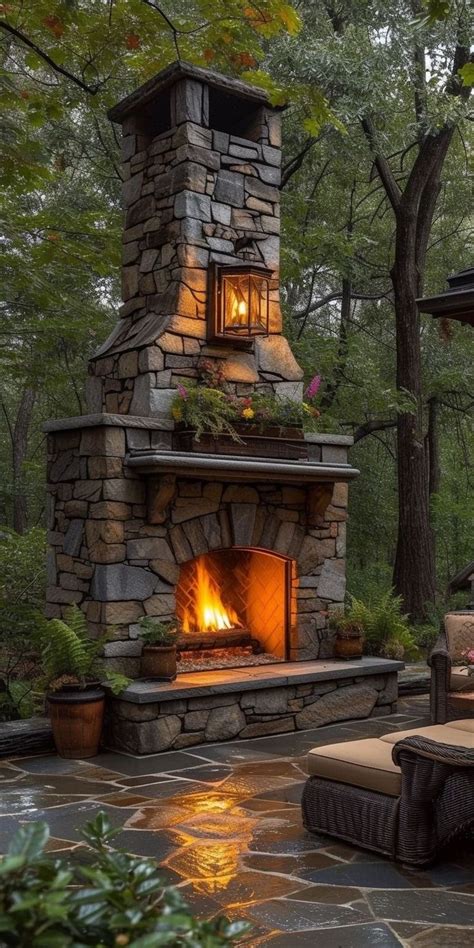 Rustic Outdoor Fireplace For Cozy Evenings