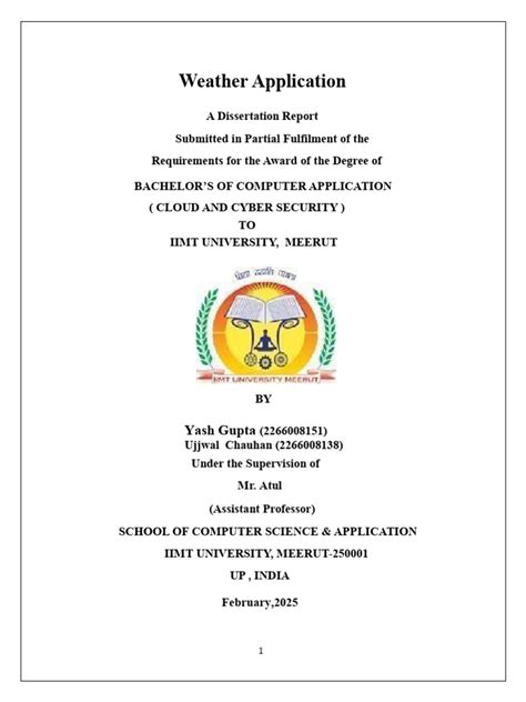 Projectreport Yash Gupta And Ujjwal Chauhan Pdf Weather Forecasting