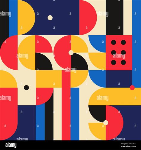 Abstract Geometric Mural Colorful Seamless Pattern In Bauhaus Style Pattern Design Stock Vector