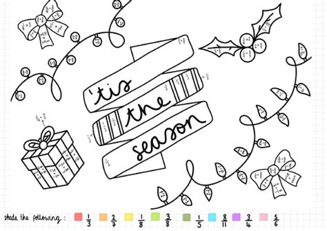 Multiplying Fractions Christmas Colouring In Teaching Resources