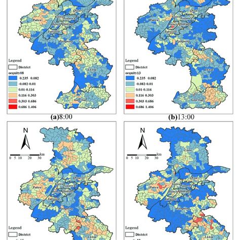 Spatial Distribution Maps Of Equality At Different Time Slots After