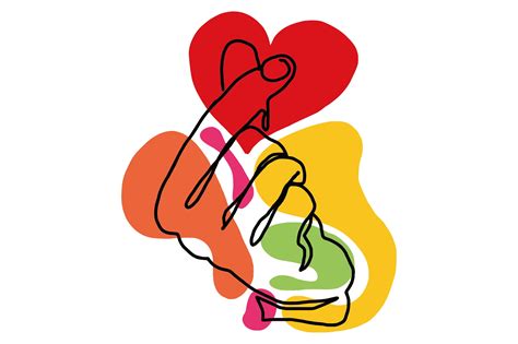 Colorful Finger Heart Line Art Graphic By Arief Sapta Adjie Ii