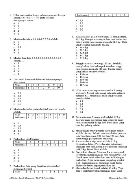 Latihan Soal Statistik Smp Pdf