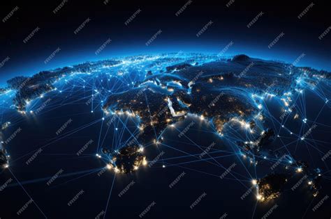 Premium Photo World Map With Glowing Lines Representing International Connections An
