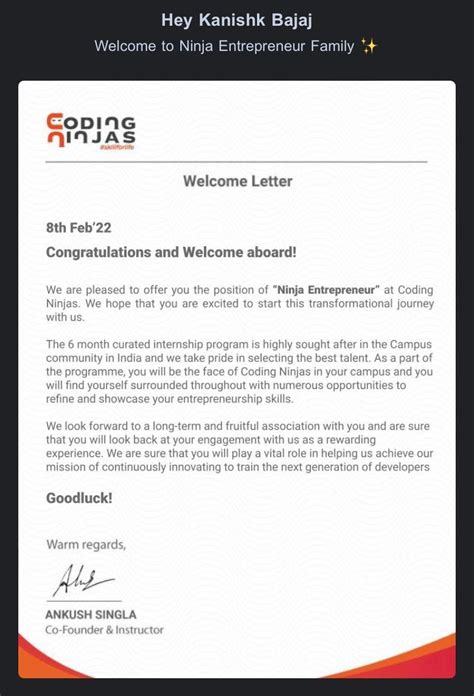 Kanishk Bajaj On Linkedin Internship Codingninjas Coding Oppurtunities Entrepreneur
