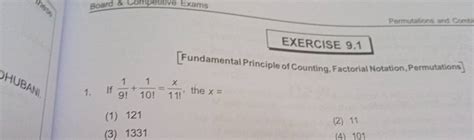 Exercise 91 Fundamental Principle Of Counting Factorial Notation Perm