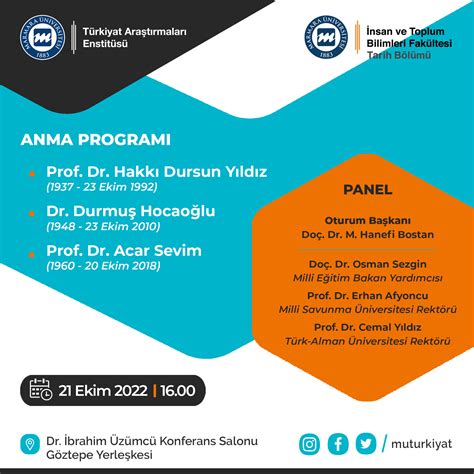 ANMA PROGRAMI Türkiyat Araştırmaları Enstitüsü Marmara Üniversitesi