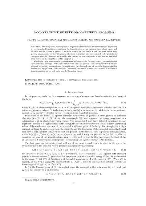 Pdf Γ Convergence Of Free Discontinuity Problems