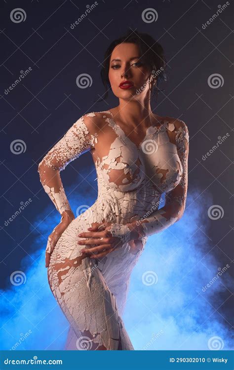 Elegant Woman X S Statue In Smoky Dark Room Stock Photo Image Of