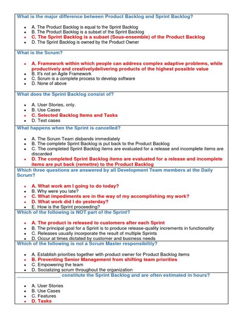 Quiz Scrum Pdf Scrum Software Development Product Development