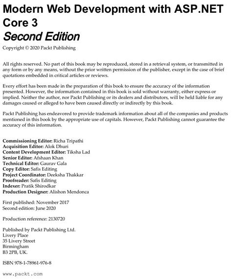 Modern Web Development With Aspnet Core 3 Second Edition An End To