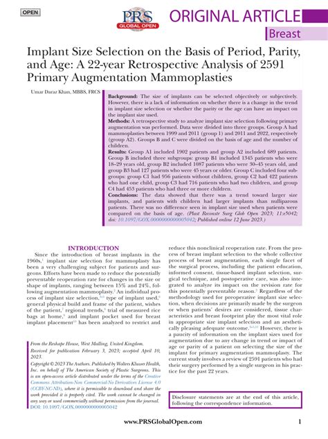 Pdf Implant Size Selection On The Basis Of Period Parity And Age A