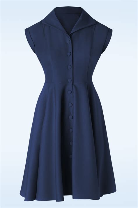 Banned Retro Doll Swing Dress In Navy Shop At Topvintage