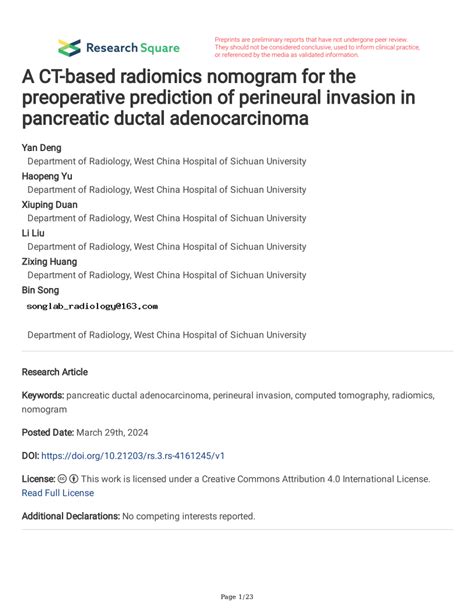 Pdf A Ct Based Radiomics Nomogram For The Preoperative Prediction Of