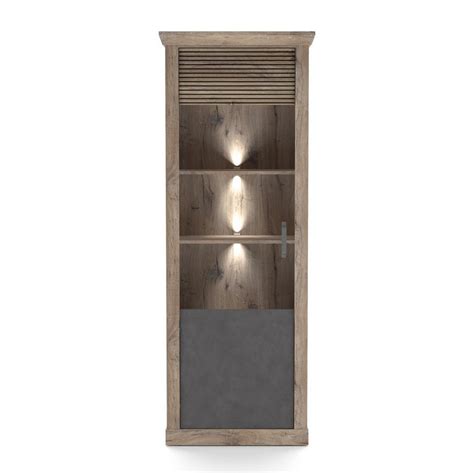 Möbelando Vitrine Portum 020 Hochvitrine In Dekor Lamellen Flagstaff