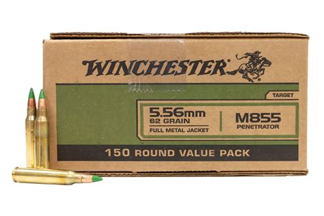 Winchester Wm855150 556mm Nato 62 Gr Fmj Green Tip M855 Penetrator 150