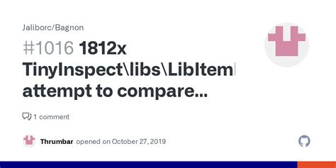 1812x Tinyinspectlibslibiteminfolua130 Attempt To Compare String