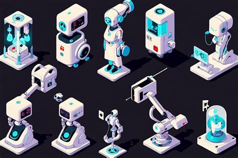 3d Medical Robots Icons In Isometric View Premium Ai Generated Image