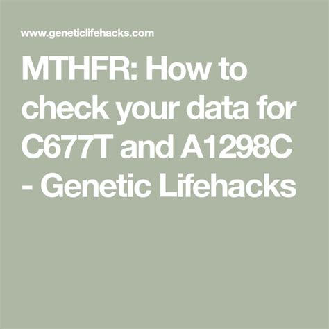 Mthfr Mutation What Is It How To Check Your Raw Data Mthfr Mthfr C677t Mthfr Mutation