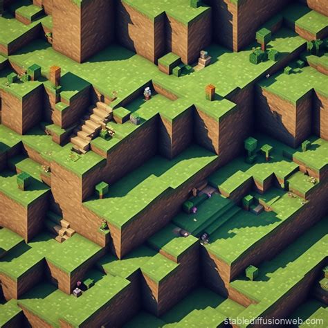 Minecraft Hill With Burning Step And Drachma Stable Diffusion Online