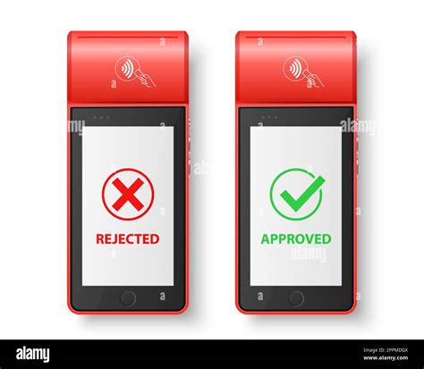 Vector D Red Nfc Payment Machine With Approved And Rejected Status Isolated Wi Fi Wireless