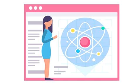 Premium Vector Molecular Atom And The Scientist Woman The Structure Of The Smallest Particle