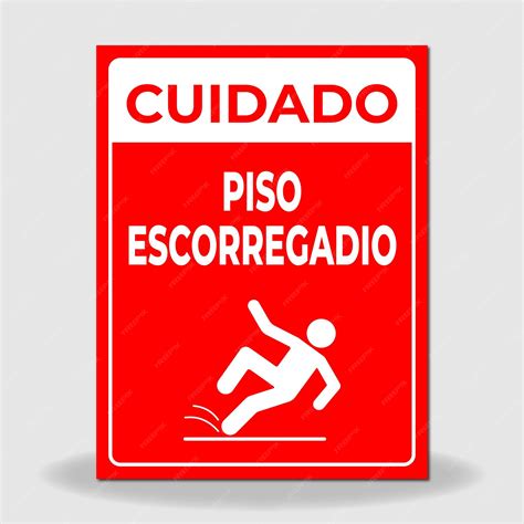 Vector De Señal De Suelo Resbaladizo De Precaución Blanco Y Rojo En