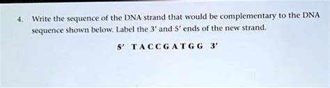 write the sequence of the dna strand that would be complementary to the