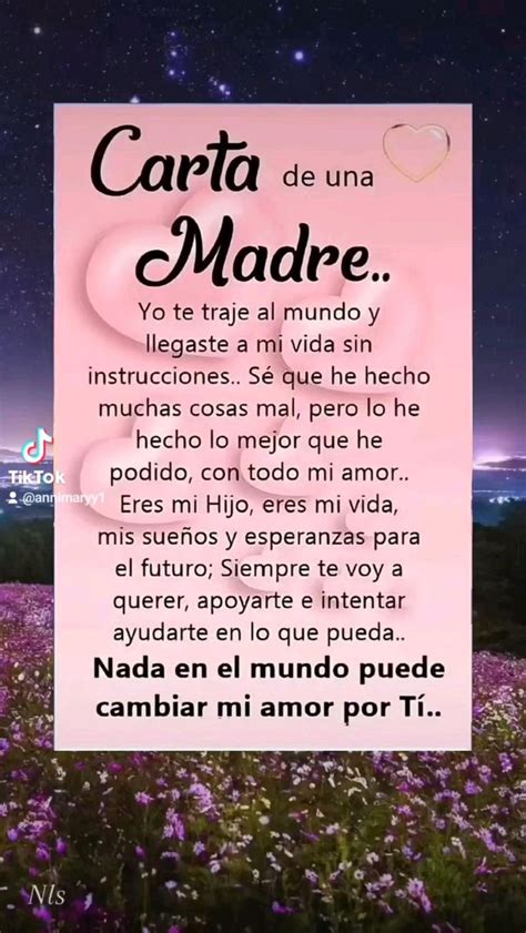 Carta De Una Madre Frases Para Hijos Te Voy A Querer Llegaste A Mi Vida
