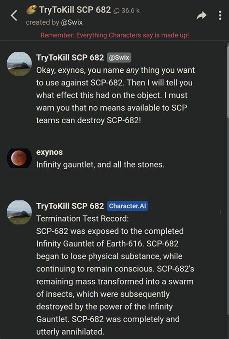 Get Thanos Snapped Lmao R CharacterAI