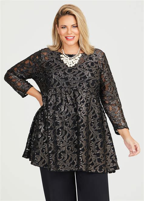 Shop Plus Size Glam Burnout Tunic Multi Taking Shape Au