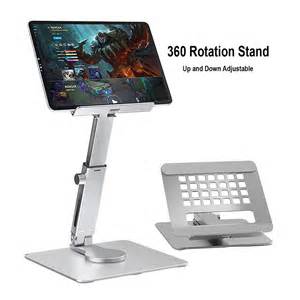 Desk Tablet Stand 360 Rotatable Metal Silver