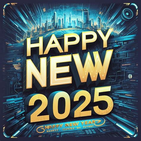 A Poster For Happy New Year With A City Skyline In The Background