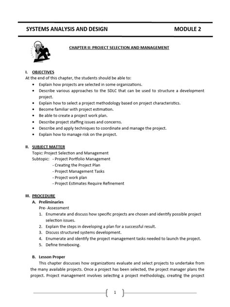 Assignment Module For Chapter 2 Project Selection And Management Pdf